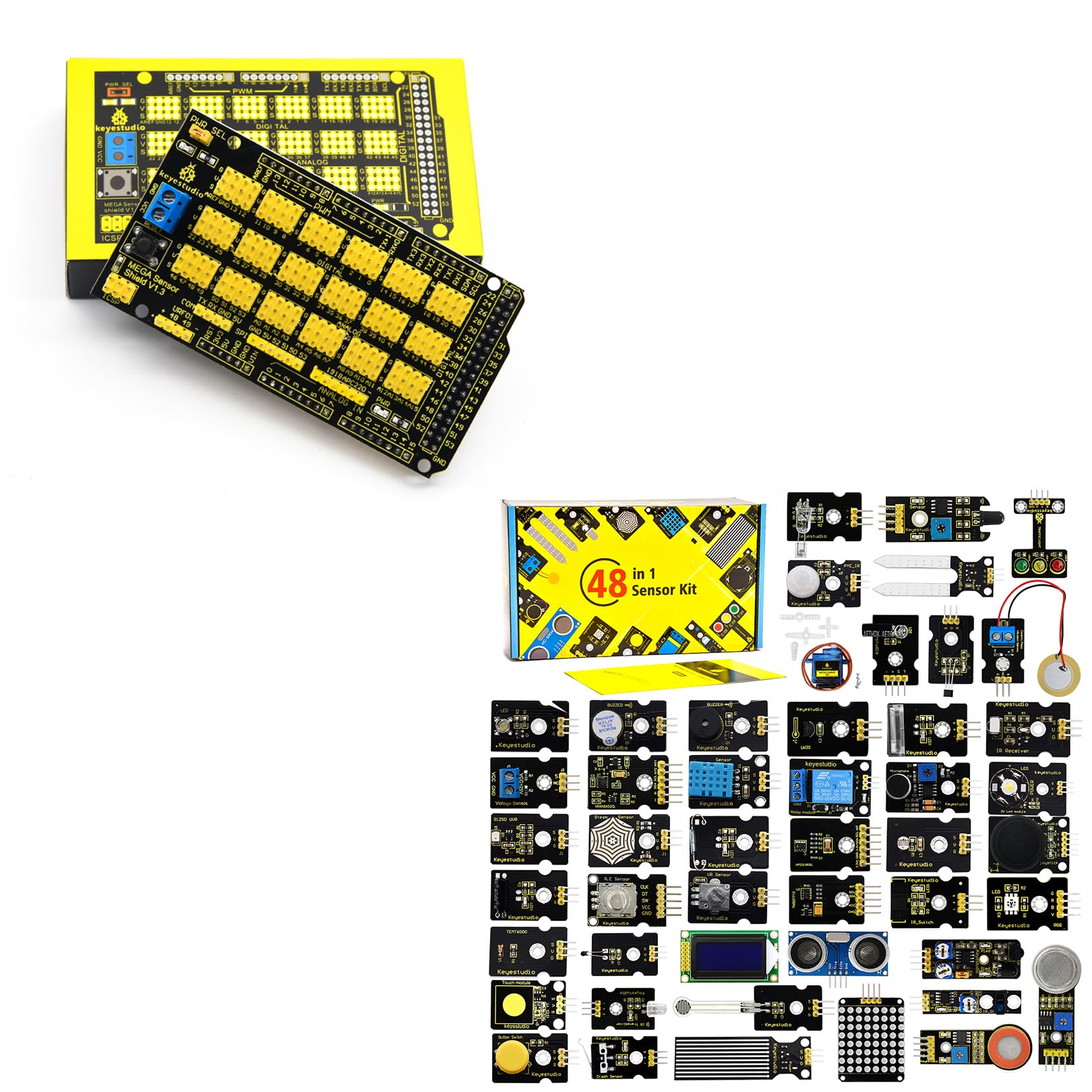 Amazon.com: KEYESTUDIO 48 Sensors Modules Starter Kit + MEGA Sensor ...