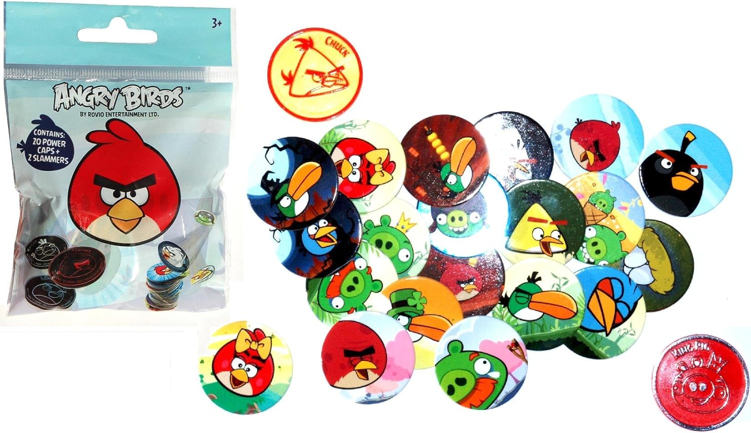 Angry Birds Juego de Pogs Power Caps Tazos - 2 Jugadores - Incluye 20 ...