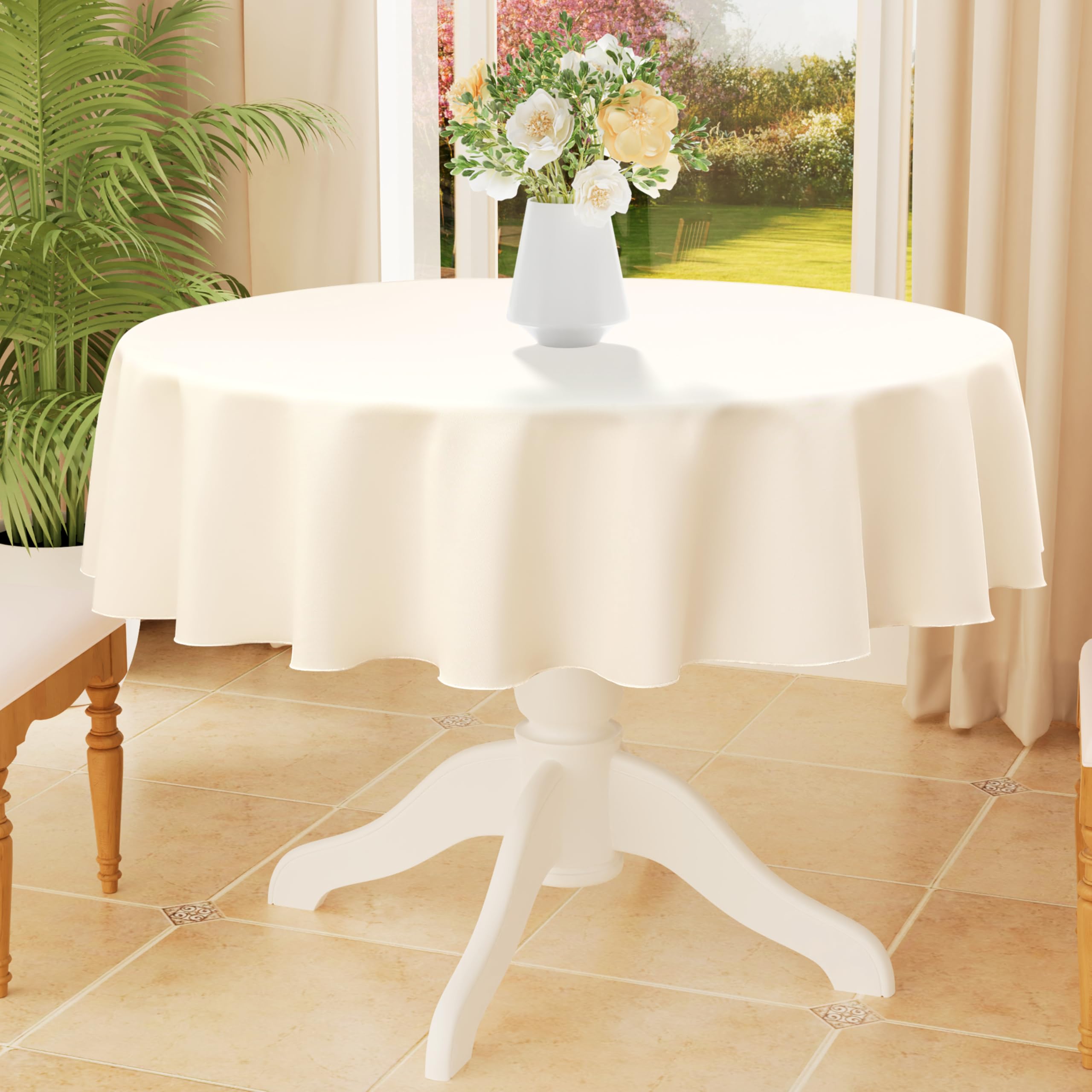 Amazon.com: Smiry Round Table Cloth, Waterproof Anti-Scratch Polyester ...