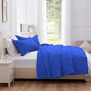 Amazon.com: 5 Piece Box Stitched Comforter Set | Royal Blue Olympic ...