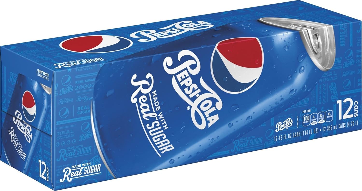 Amazon.com : Pepsi Made with Real Sugar Cans (12 Count, 12 Fl Oz Each ...