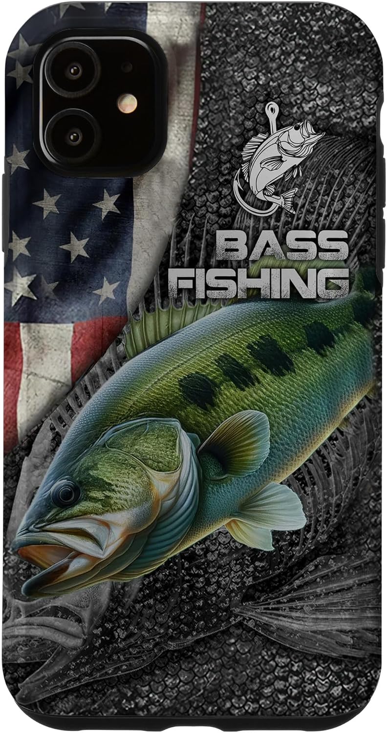 Amazon.com: iPhone 11 Largemouth Bass fishing American flag fishermen ...