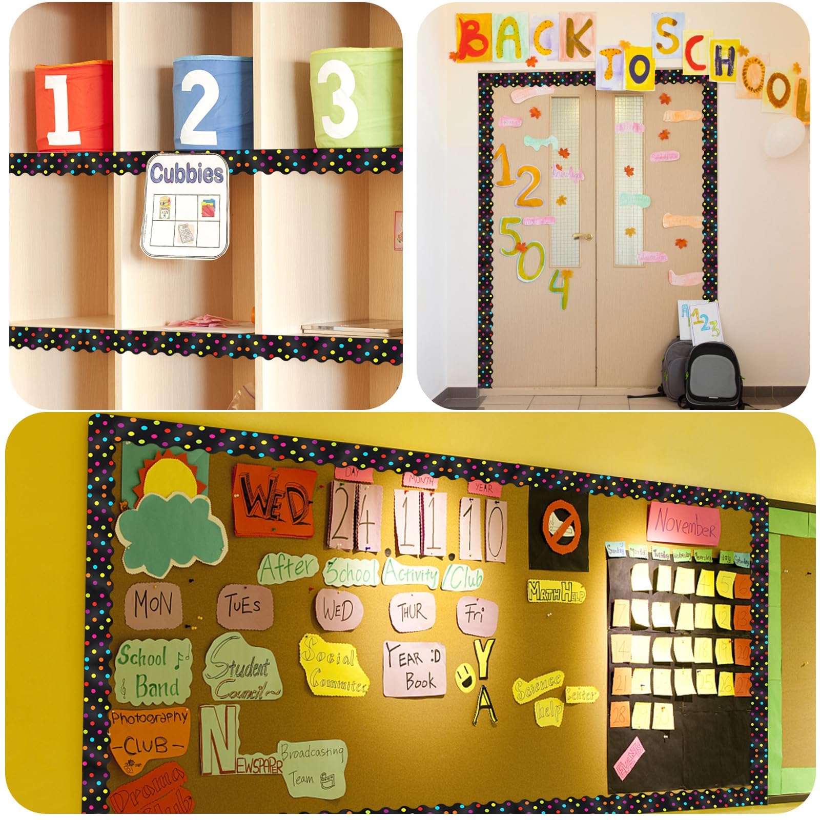 Snapklik.com : 72 Feet Colorful Dots Bulletin Board Borders Multicolor ...