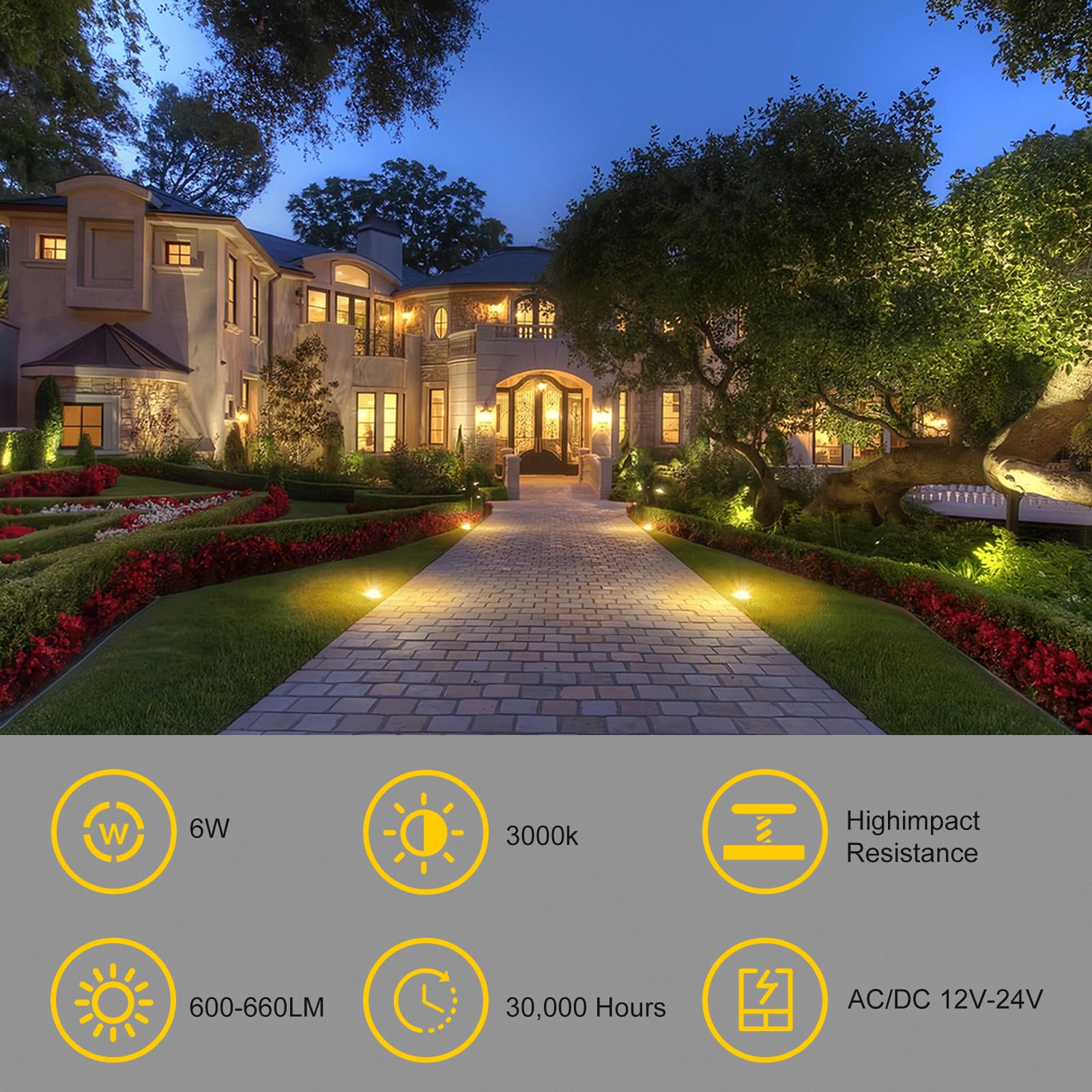 Snapklik.com : JESLED Outdoor Landscape Lights, 6W LED In Ground Well ...