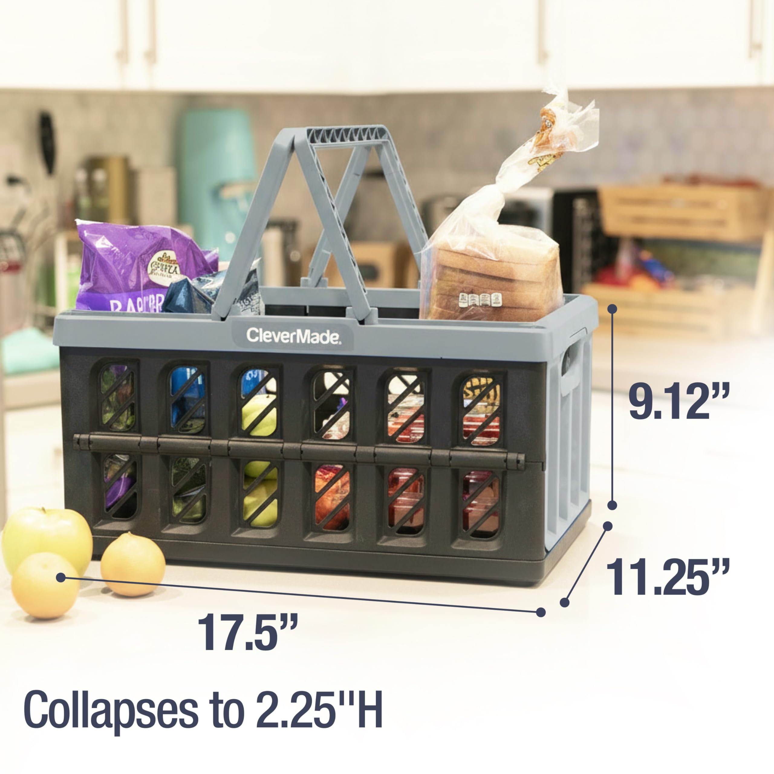 Snapklik.com : CleverMade Collapsible Shopping Basket, Stone, 3PK - 24L ...