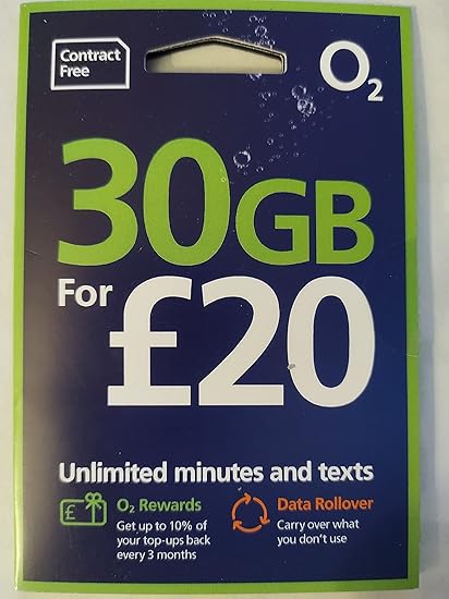 O2 Sim Card Pay As You Go (PAYG) £20 Data Hungry Tariff LATEST TARIFF ...