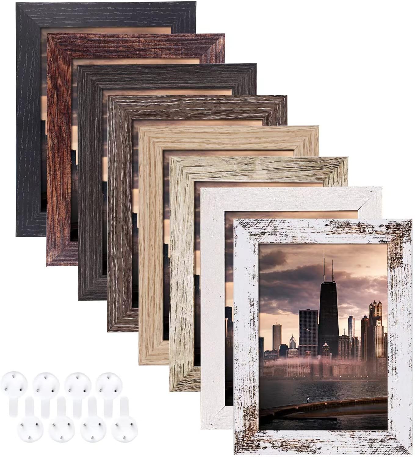 Amazon.com - xnlkros Picture Frame 5x7 Set 6 pack, Farmhouse Rustic ...