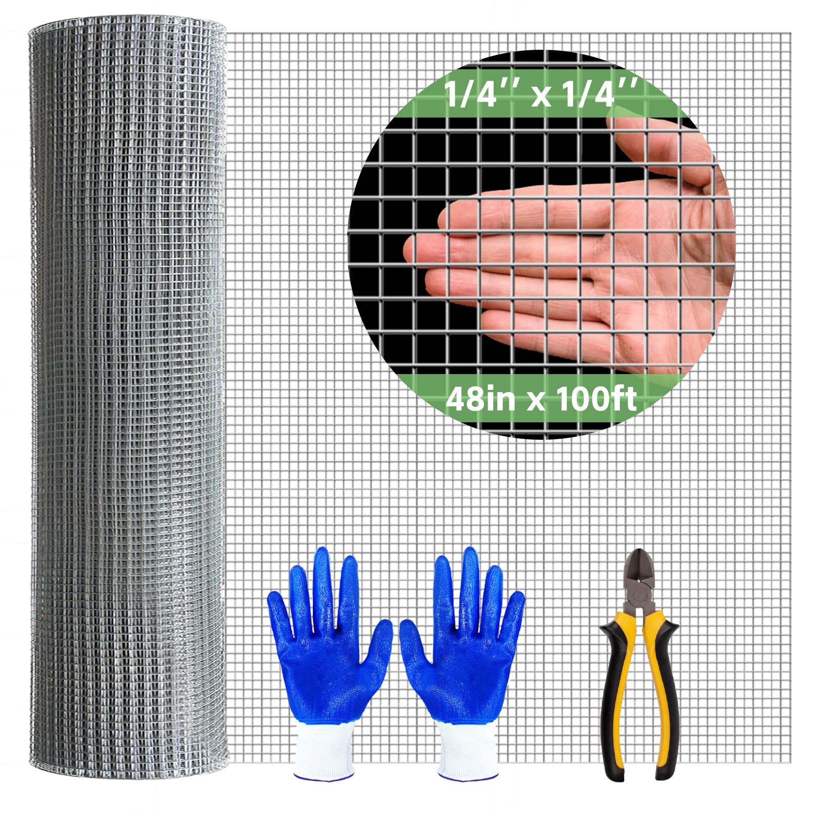 Houart Hardware Cloth 1/4 inch 48 x 100 ft 23 Gauge,Hot Dipped ...