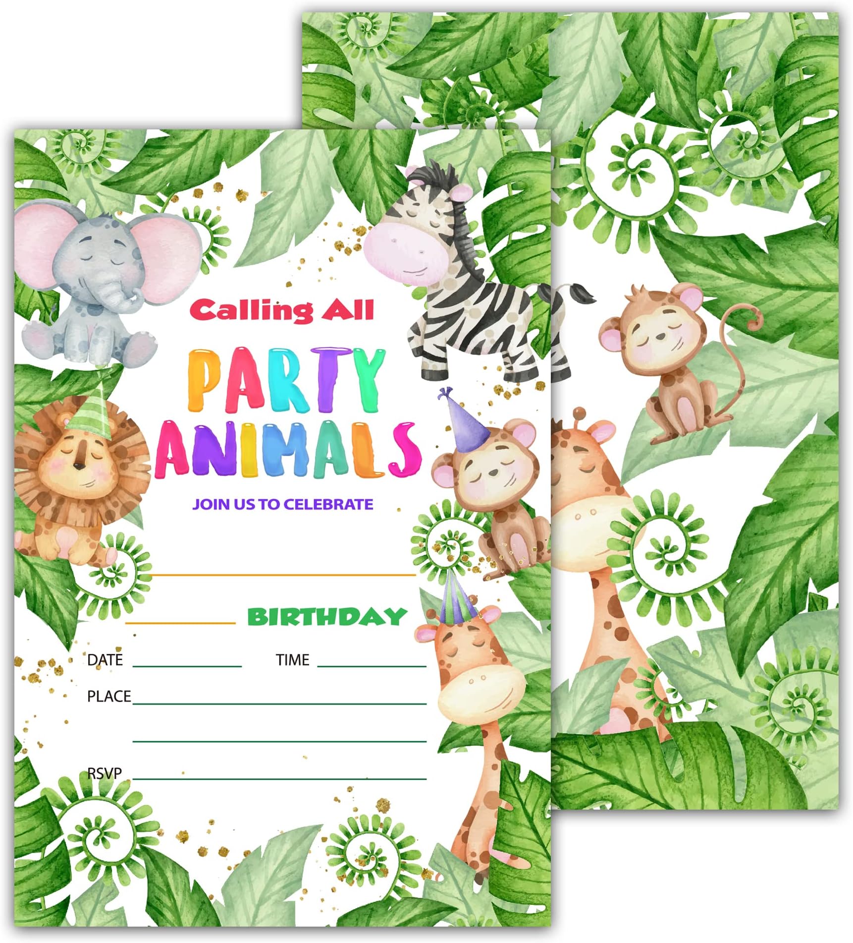 Amazon.com : Safari Jungle Animals Birthday Party Invitations, Woodland ...