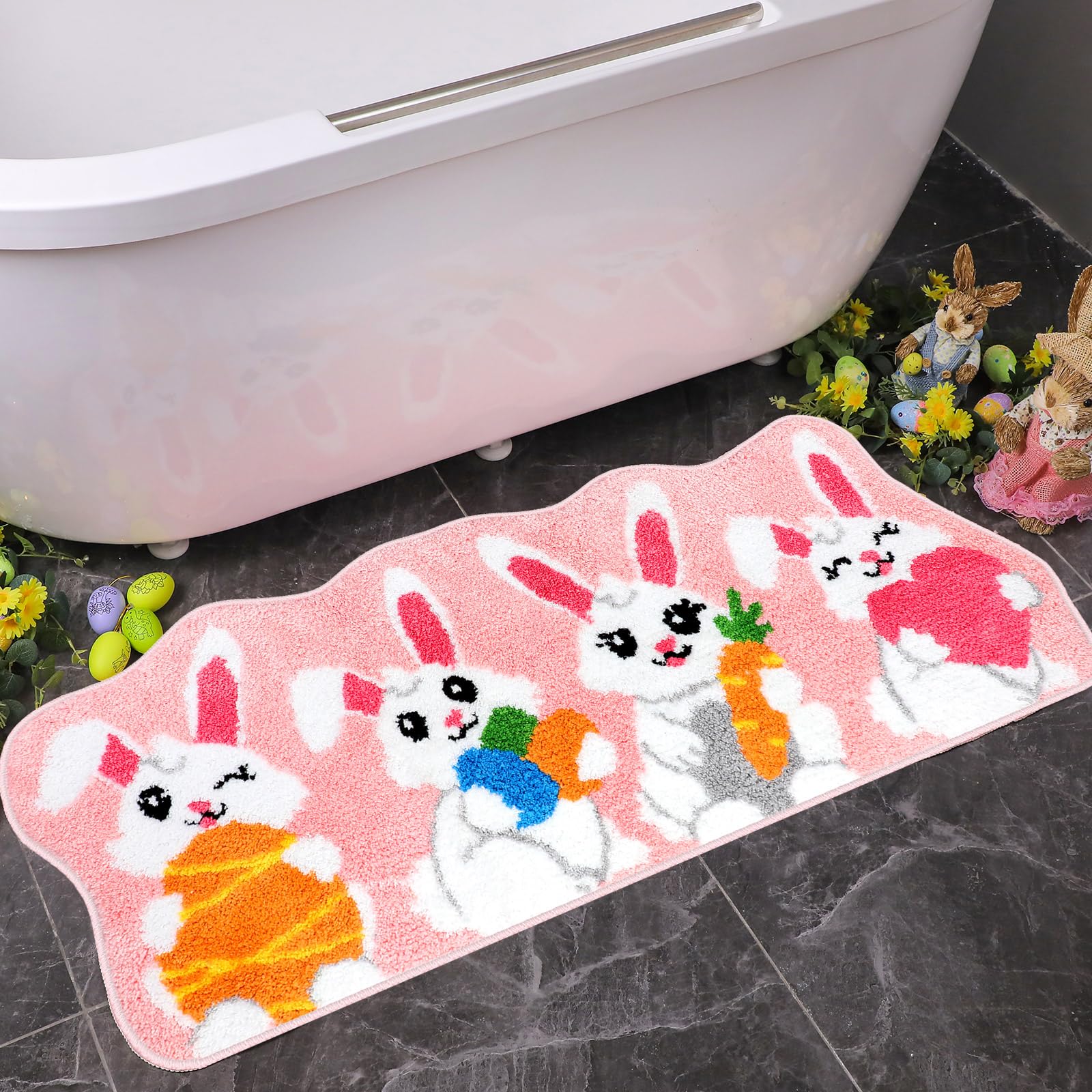 Amazon.com: Timgle Easter Bathroom Rugs 20" x 48" Bunny Bath Mat Easter ...