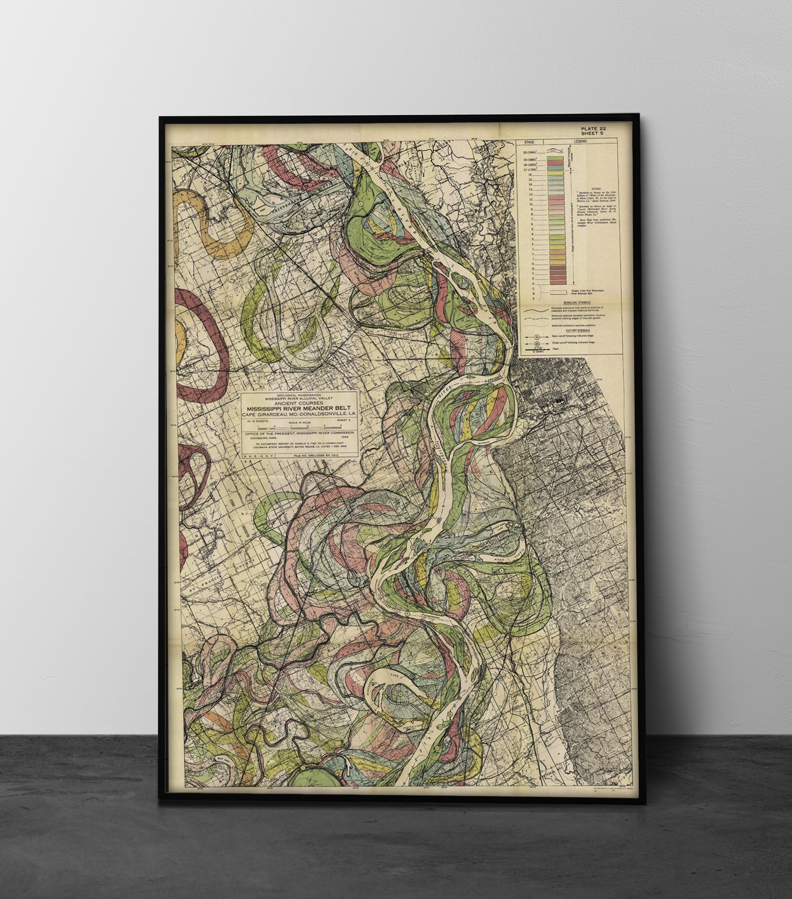 Snapklik.com : Sheet 5-1944 Mississippi River Map - River House Decor ...