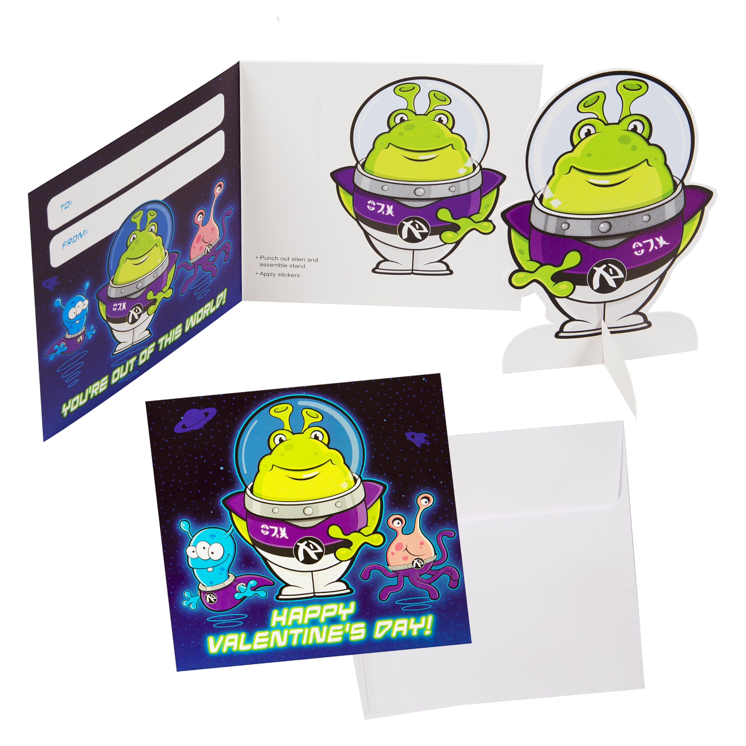 Snapklik.com : Kangaroo 28-Pack Alien Pop Out Valentines Day Cards