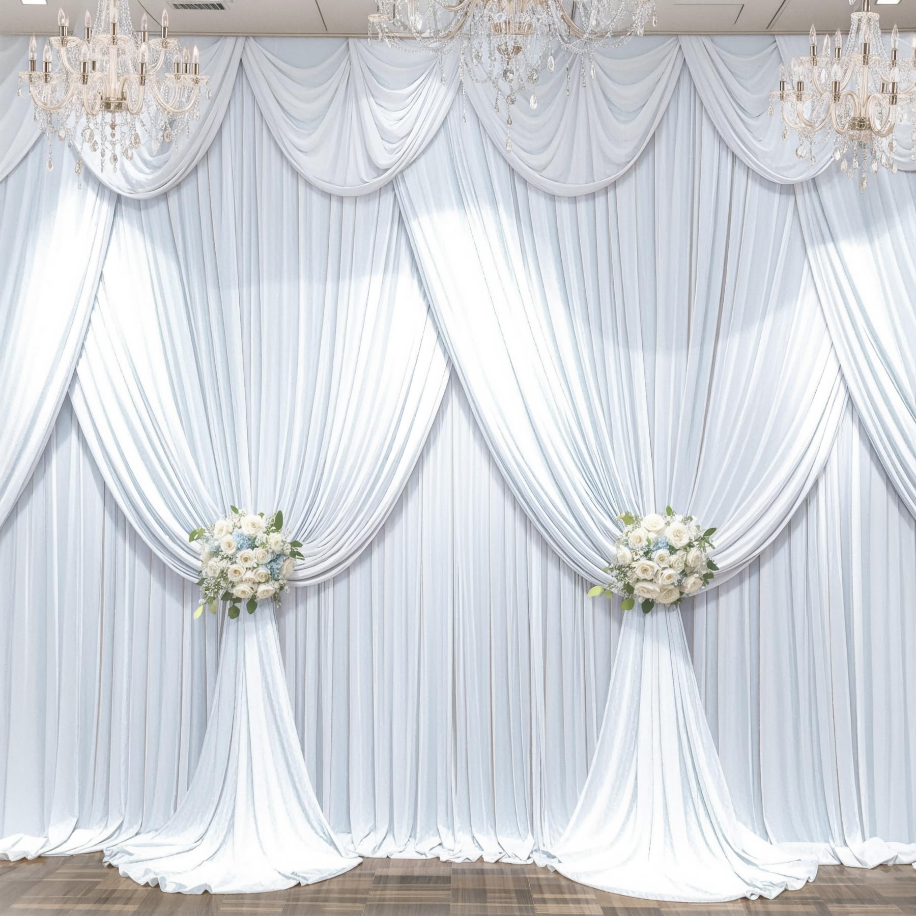 Amazon.com : 50ft x 10ft Wrinkle Free White Wedding Backdrop Curtains ...