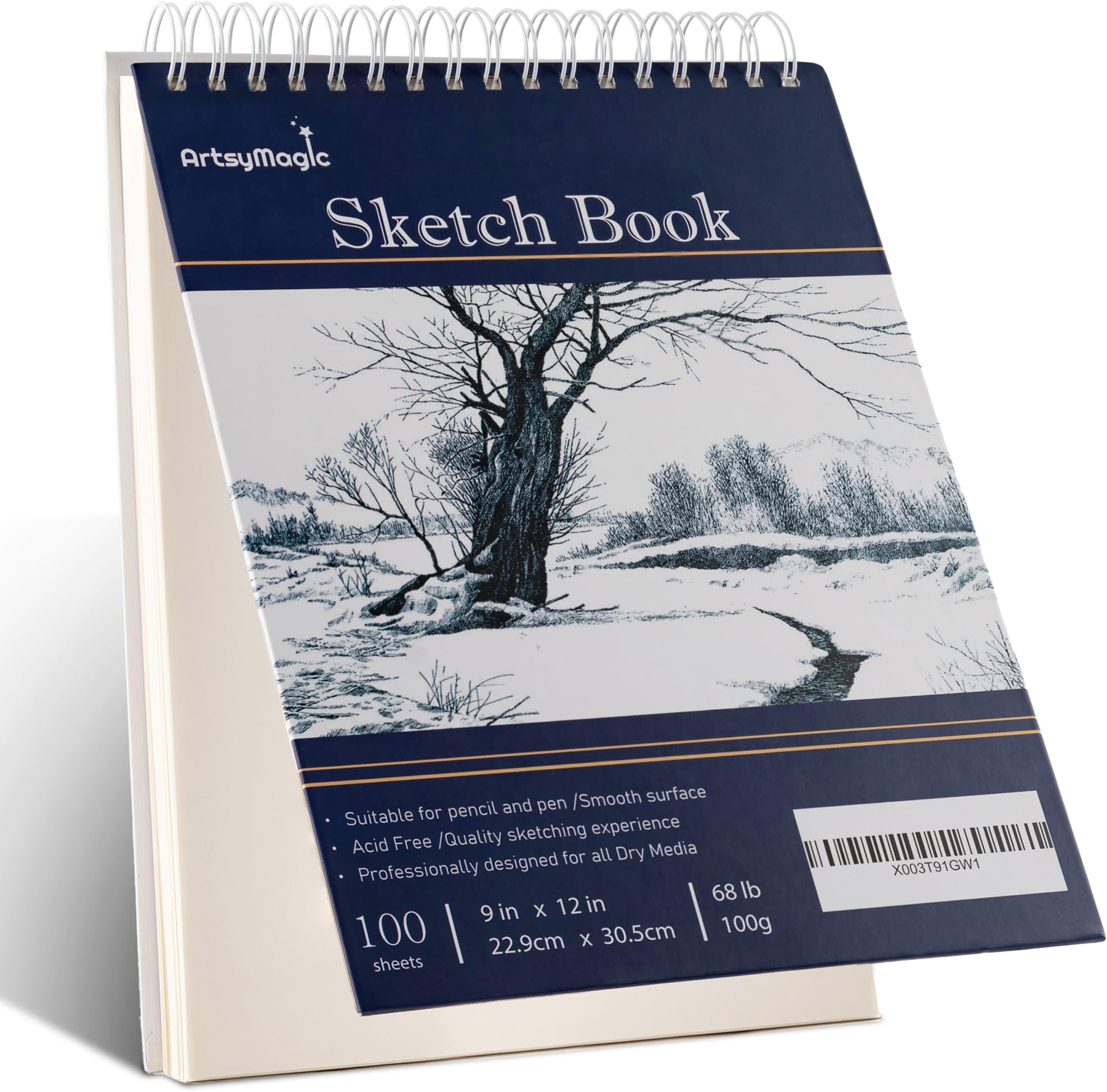 Amazon.com: Utron 9"x12" Sketchbook Drawing, Top Spiral Sketching Pad, 100GSM/68LB Acid Free Art ...
