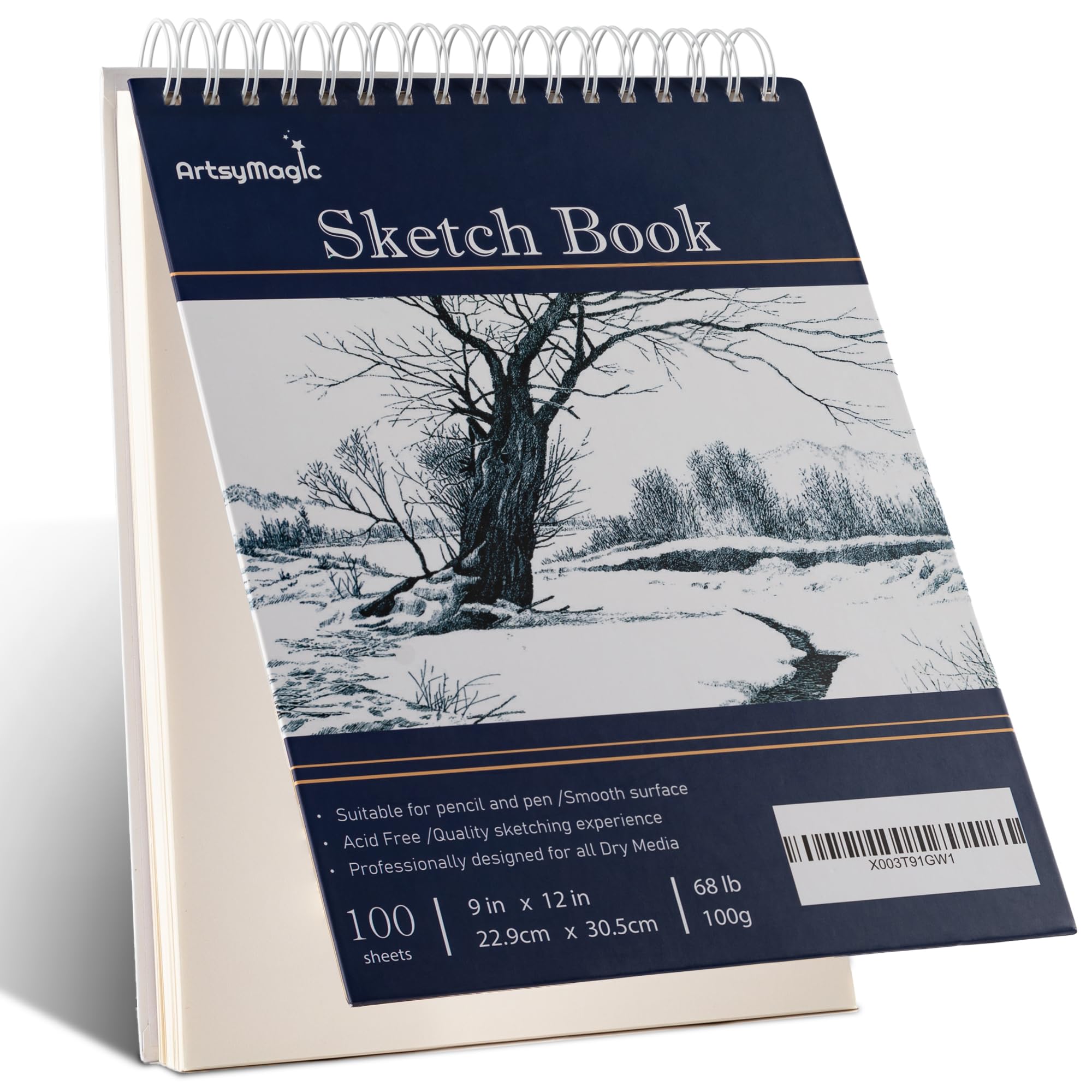 Amazon.com: 9 x 12 Sketch Book, Top Spiral Bound Sketch Pad, 100-Sheets ...