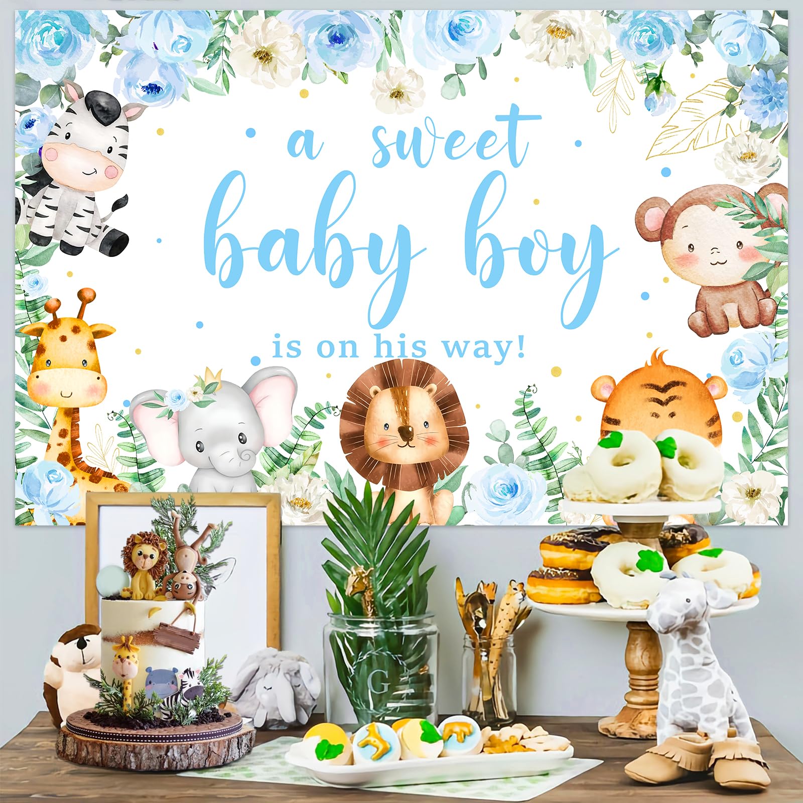 Blue Safari Baby Shower Decorations Blue "Oh Baby!" Baby Shower