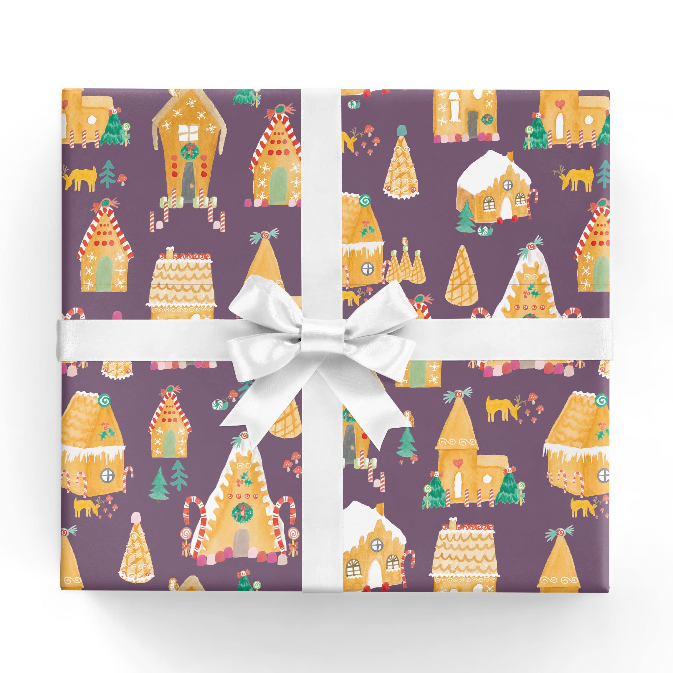 Amazon.com: REVEL & Co Gingerbread Houses Christmas Gift Wrap Paper ...