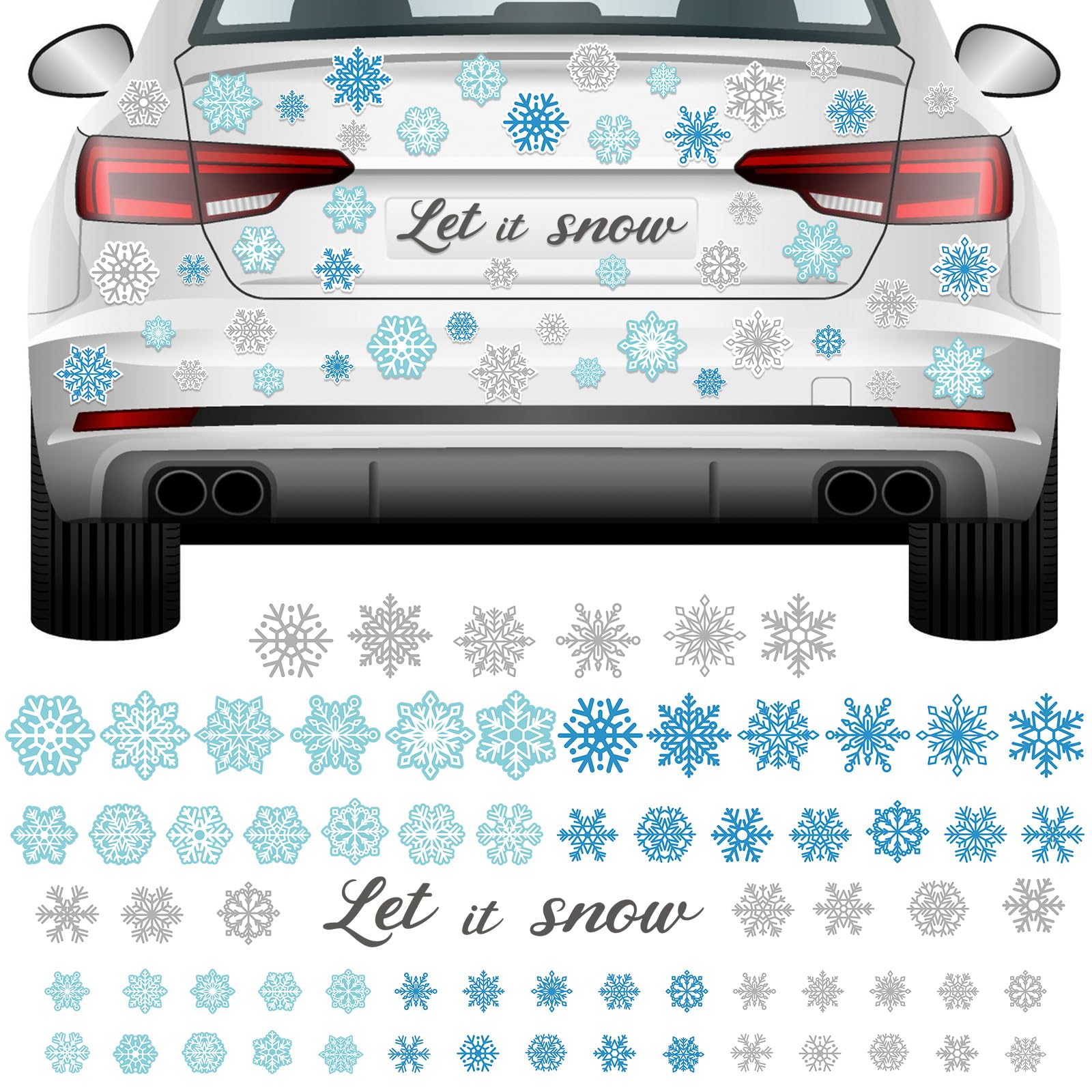 Amazon.com: Copkim 72 Pcs Winter Snowflakes Car Magnet Let It Snow ...