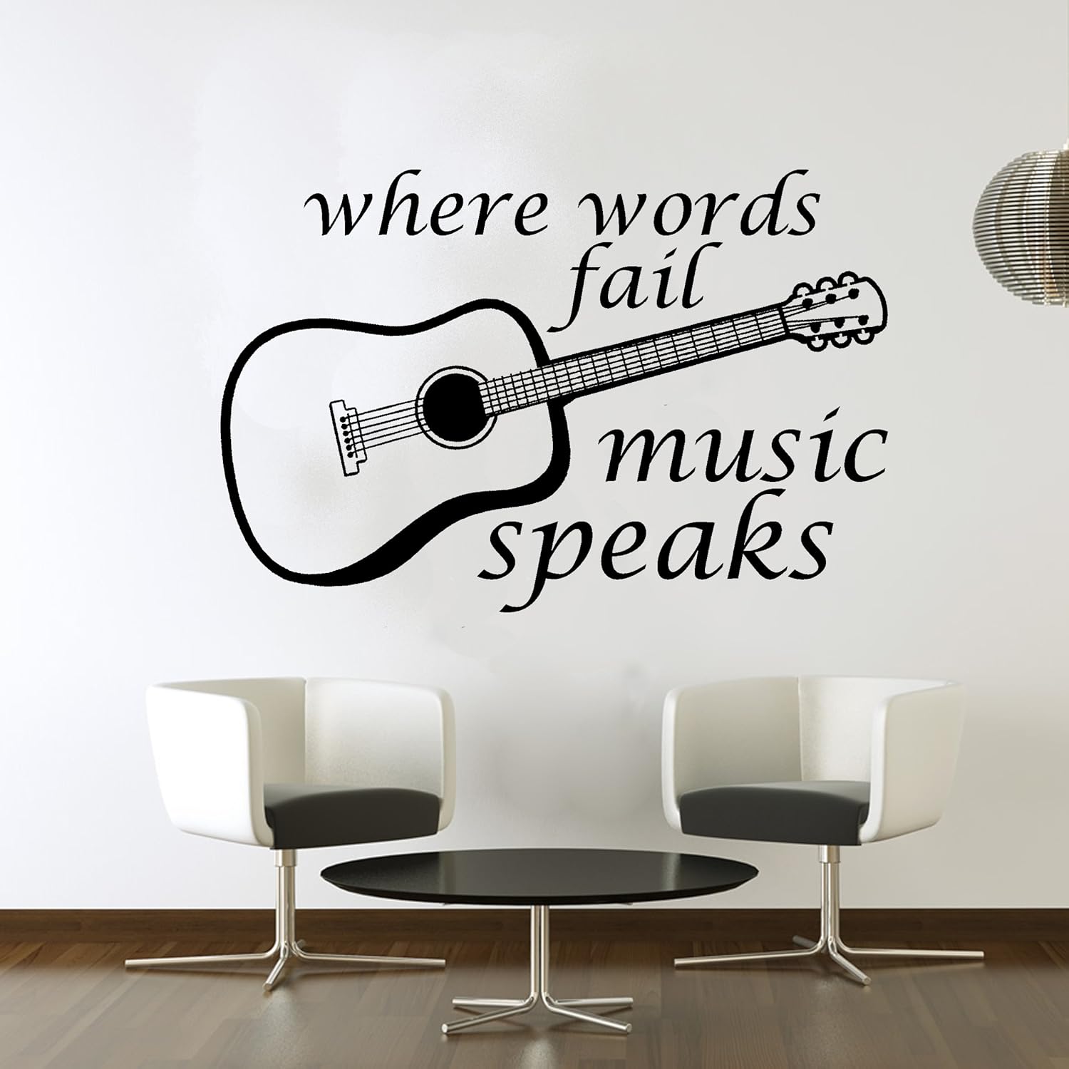 Amazon.com: Where Words Fail, Music Speaks Wall Art Sticker Quote Vinyl ...