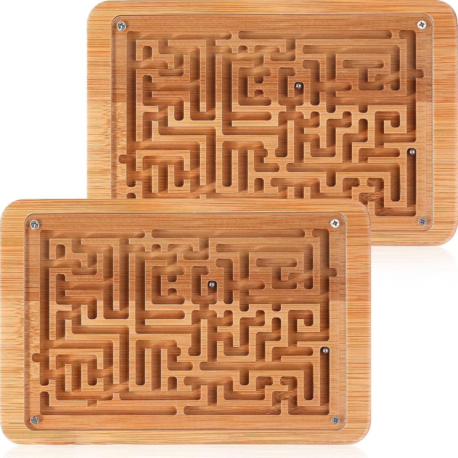 Amazon.com: Syhood 2 Pack Wooden Labyrinth Game Marble Maze with Steel ...