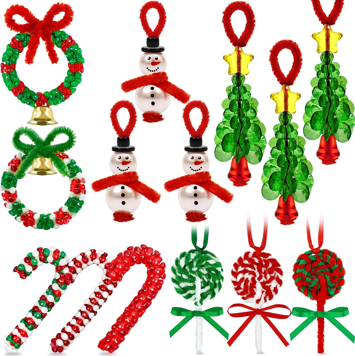 Amazon.com: Christmas Crafts for Kids, Beaded Christmas Ornament Kits ...