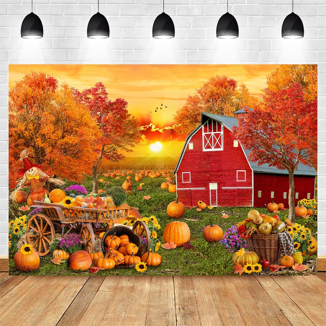 Amazon.com : Avezano Fall Red Farm Backdrop Autumn Pumpkin Patch ...