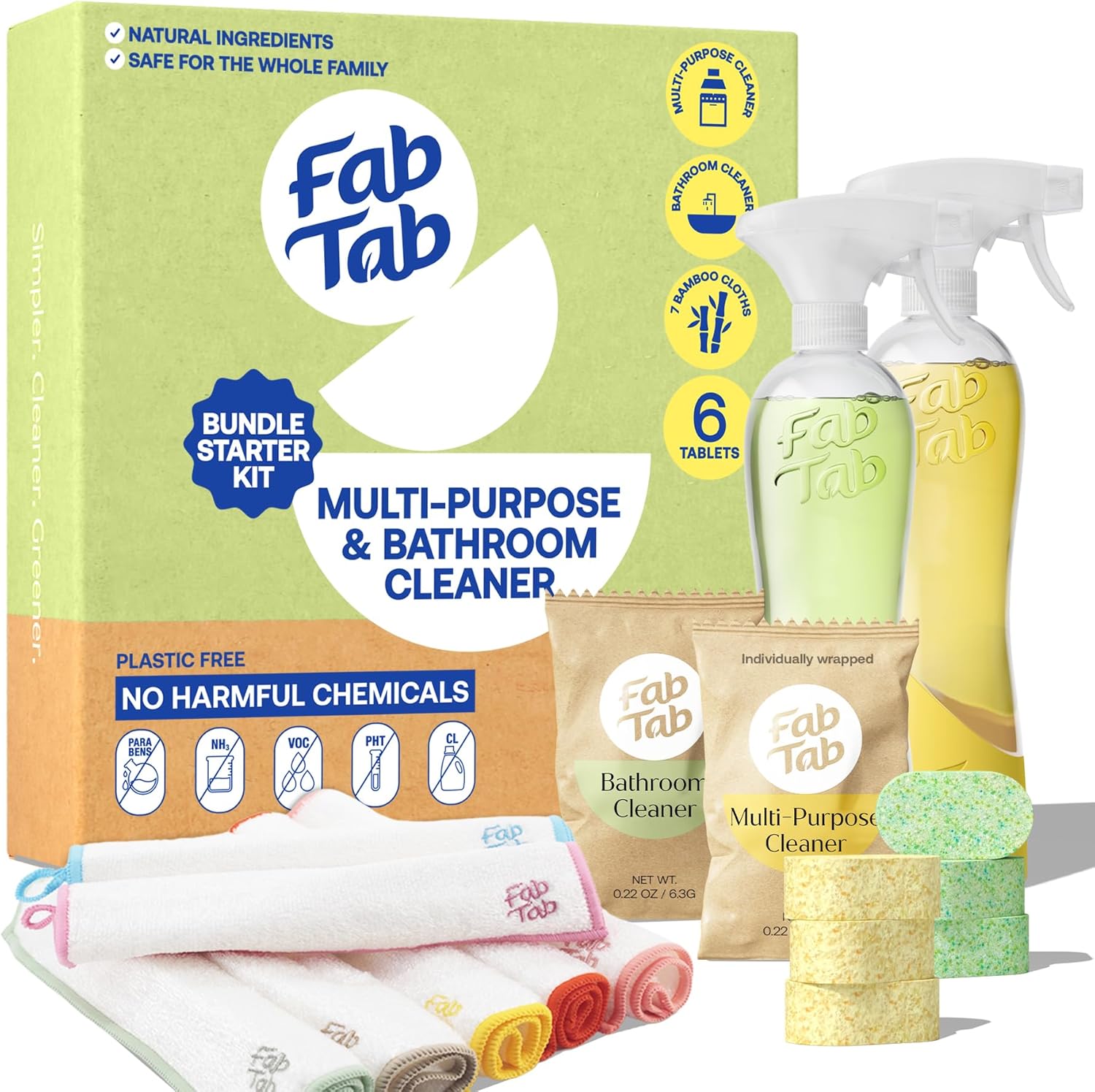 Amazon.com: Fab Tab 7 Bamboo Cloths + Bathroom & Multipurpose Kits + 6 ...