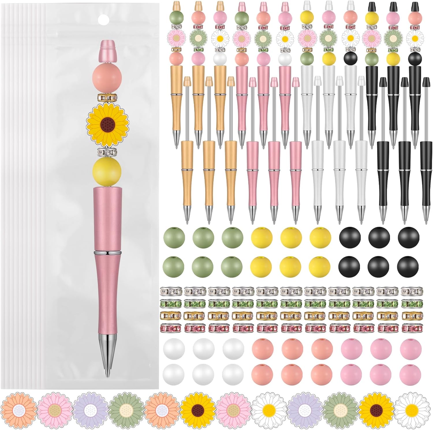 Amazon.com: Colarr 24 Sets Plastic Beadable Pens DIY Pens Making Kit ...