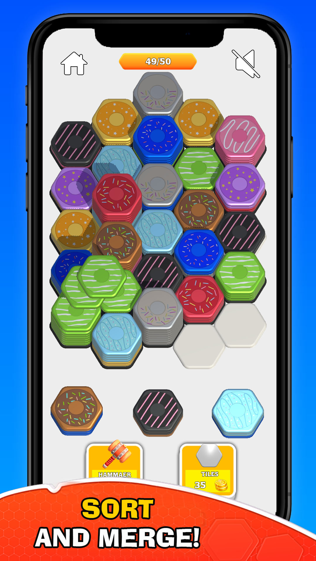 Hexa Donut Color Sort Master Merge Puzzle 3D: Donut Hexa Sorting Stack Master Color Match Puzzle ...