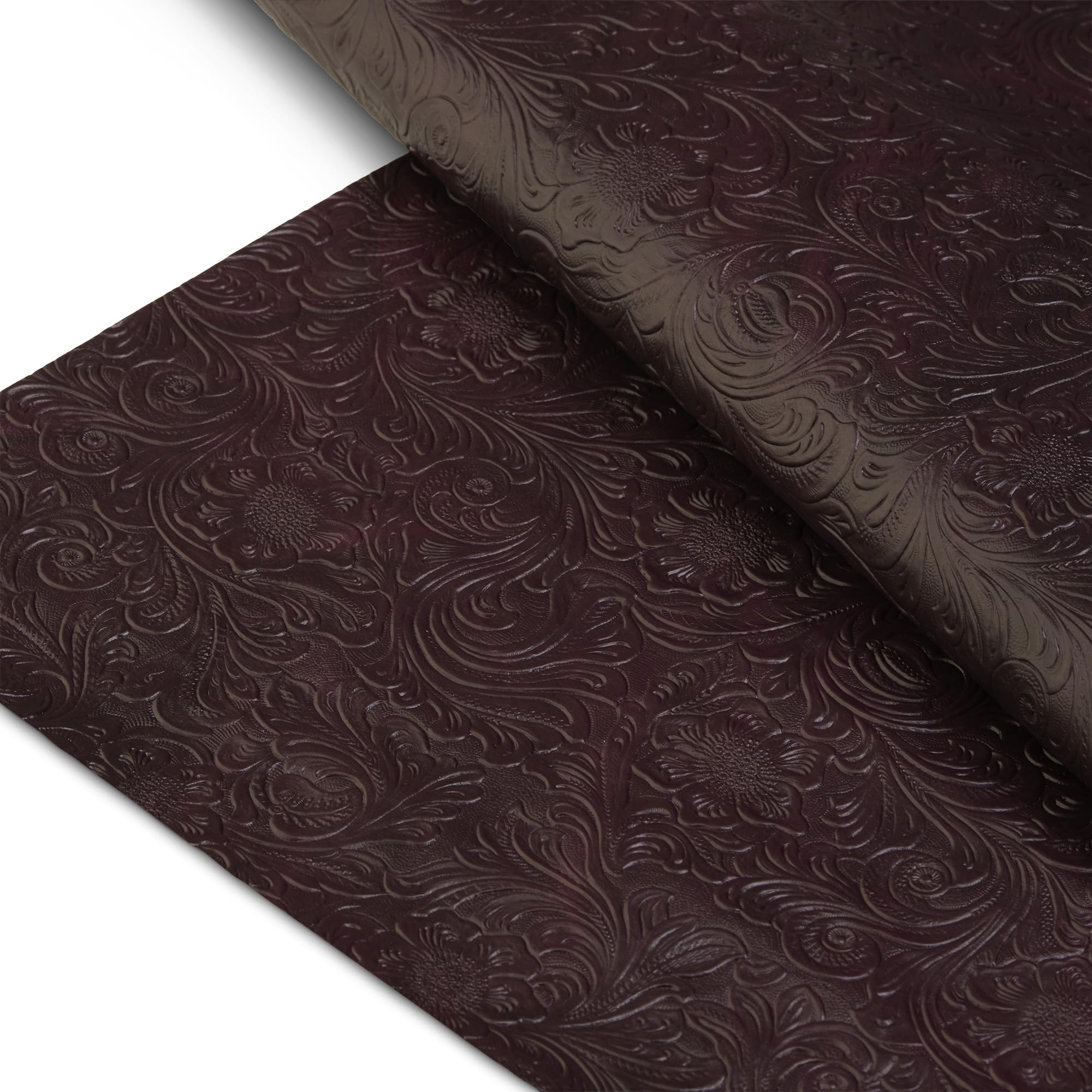 Amazon.com: Tooled Faux Leather Western Cowboy, Floral Embossed Vinyl ...