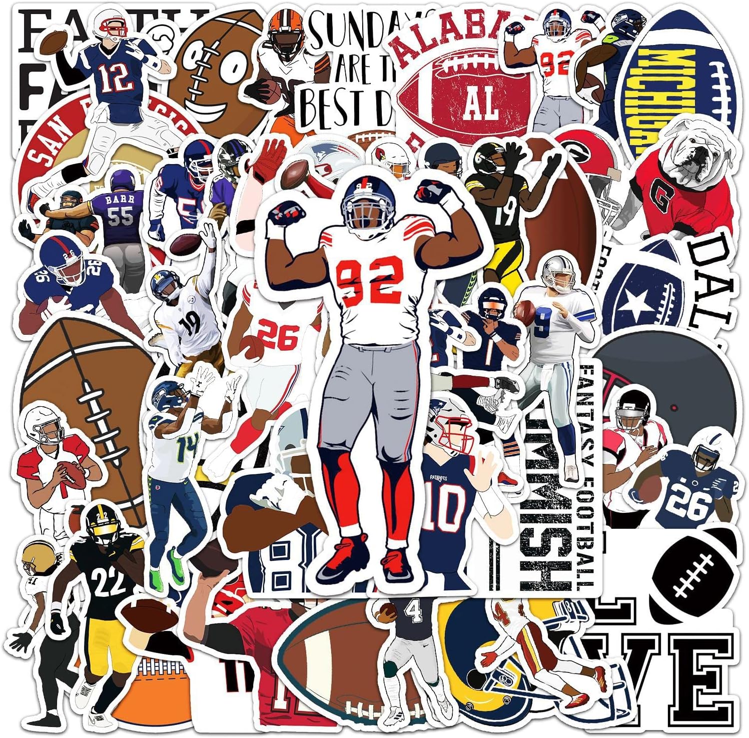 Amazon.com: 50Pcs Football Sport Stickers, Cool Sport Football ...