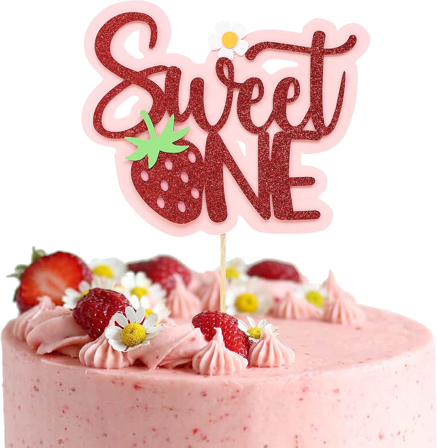 Amazon.com: Strawberry Sweet One Cake Topper - 1st Birthday Strawberry ...