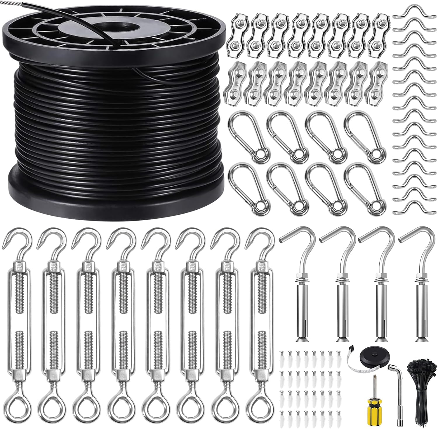 BLIKA String Light Hanging Kits, 500FT Coated Stainless Steel 304 Wire ...