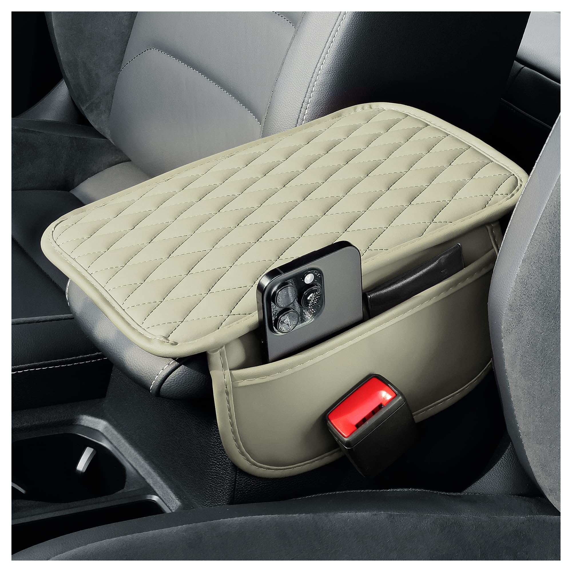 Amazon.com: carleef Thin Arm Rest Cover for Car,Leather+Memory Foam ...