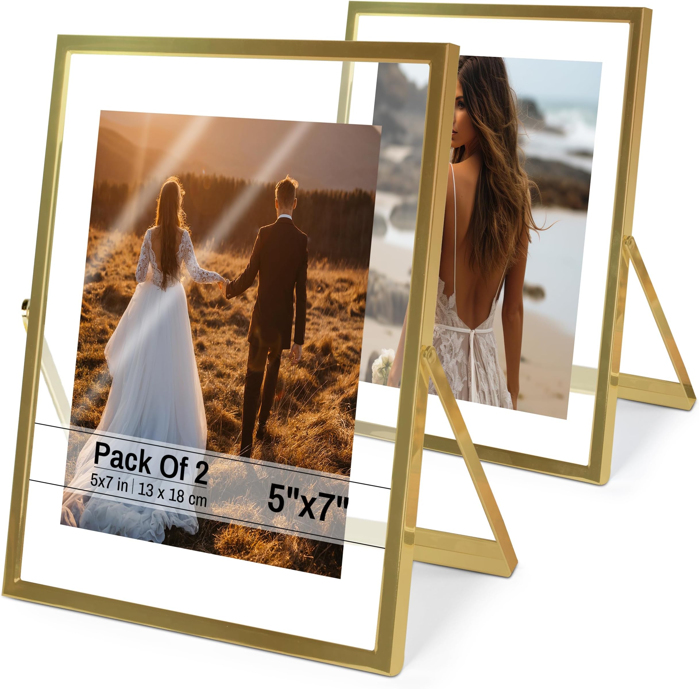 Amazon.com - Azour Gold Floating Frame 5x7 Gold Picture Frame (2 Set ...