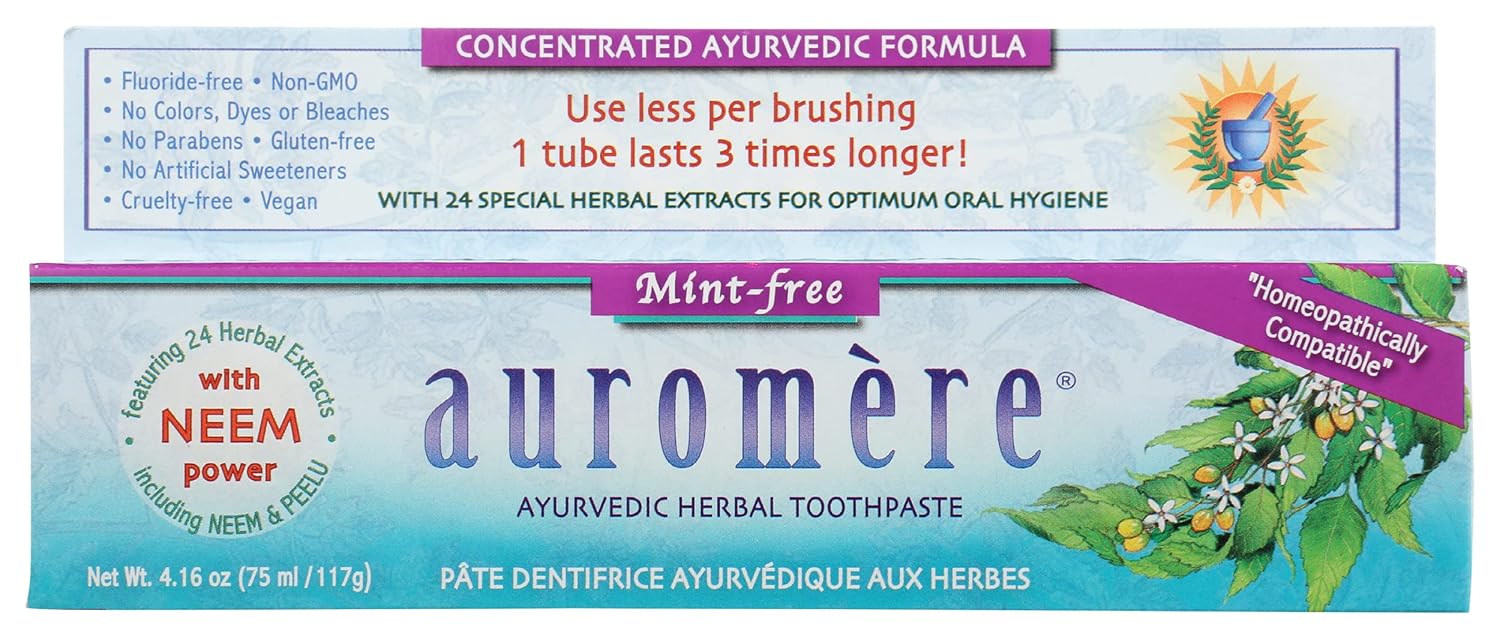 Amazon.com : Auromere Herbal toothpaste Mint Free 4.16 Oz Pack of 1 ...