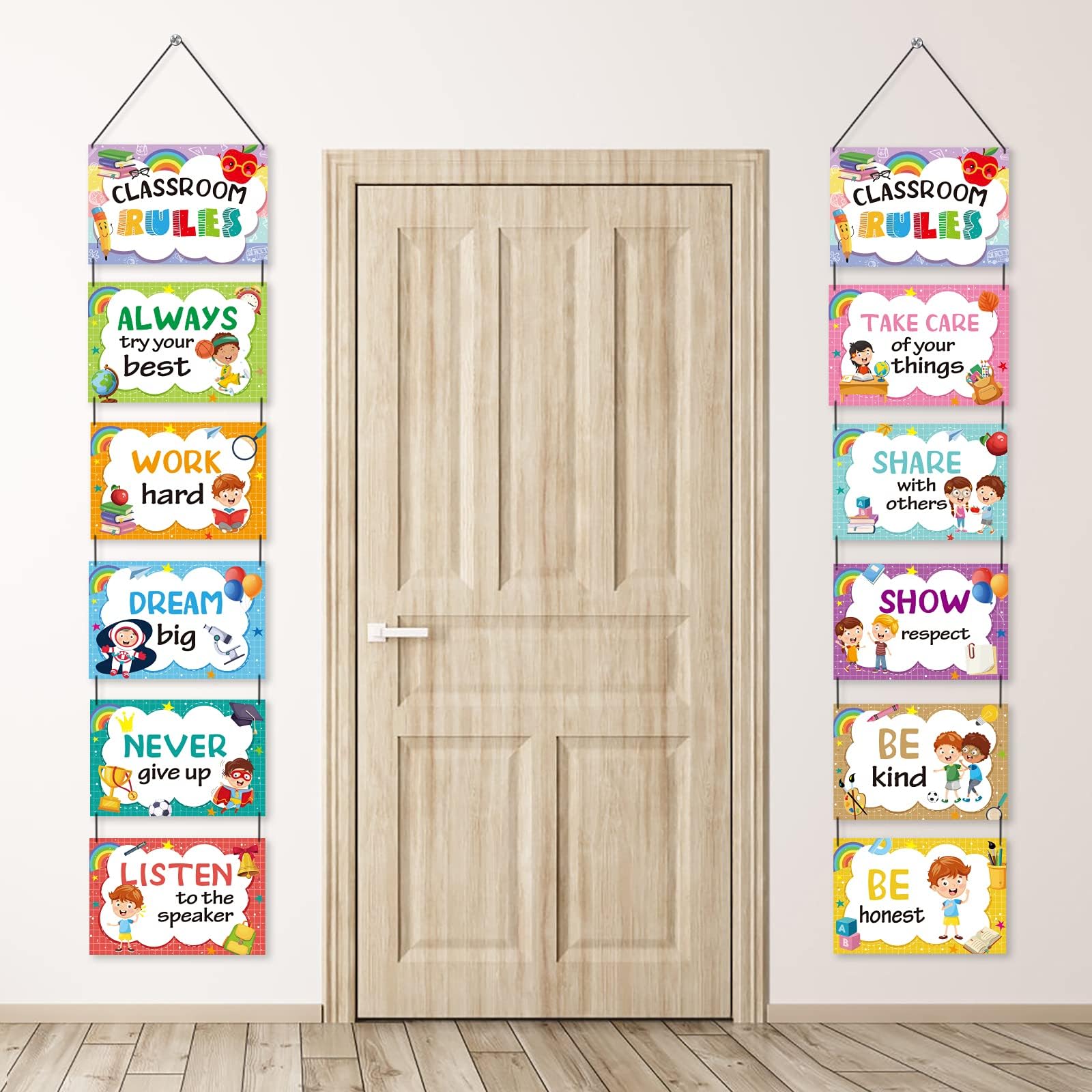 Flyab Classroom Rules Posters 12pcs Classroom Rules Bulletin Board Set ...