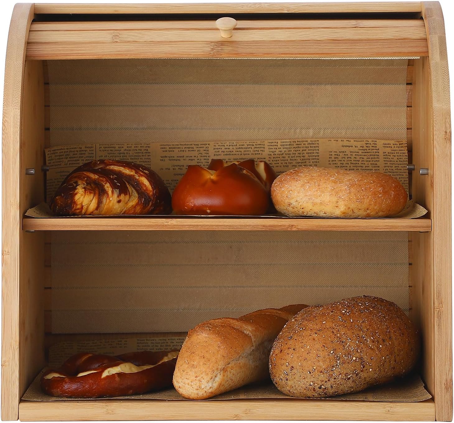 Amazon.com: Purbambo Bamboo Bread Box for Kitchen Countertop, Double ...