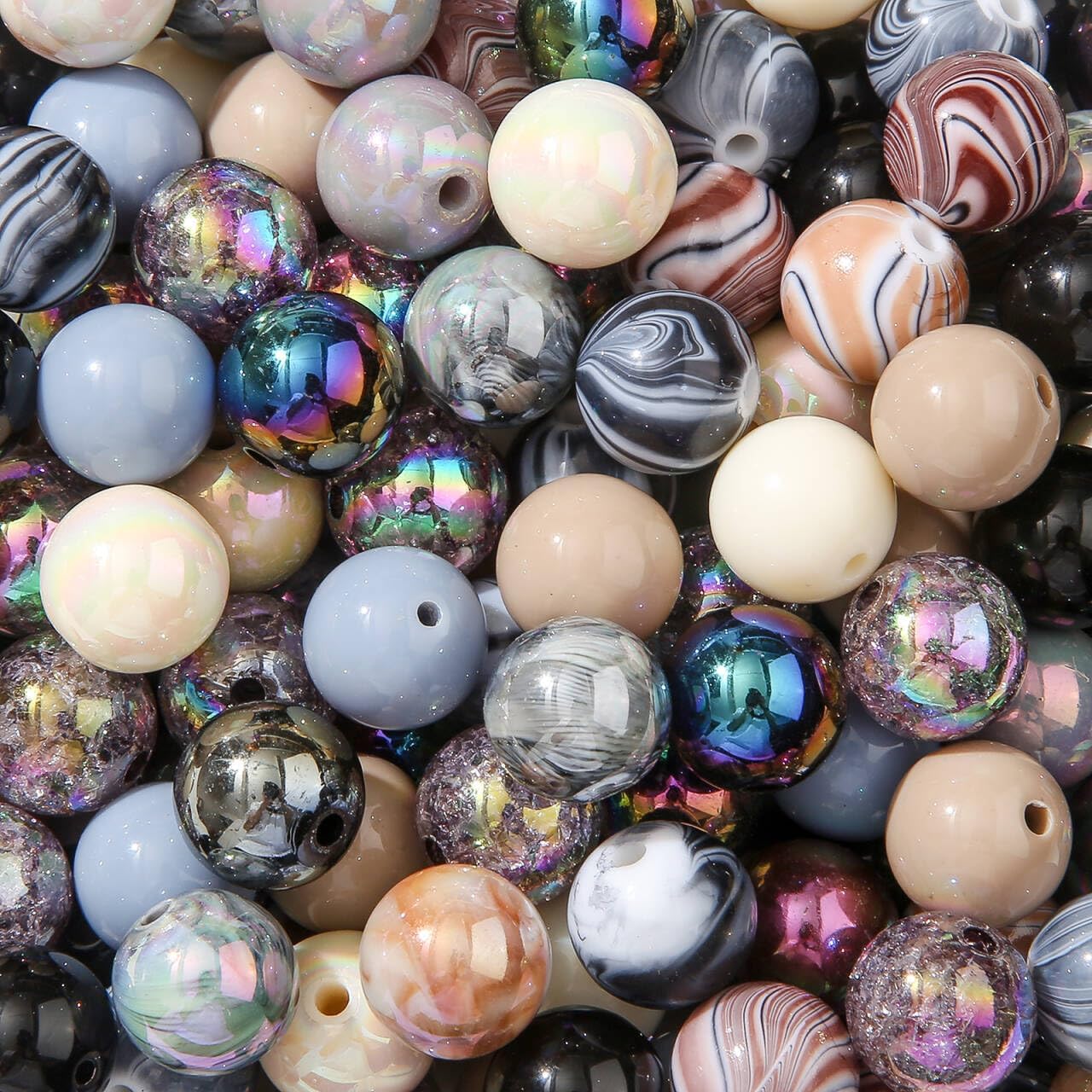 Amazon.com: ANCADN 16mm Acrylic Beads 100pcs Black&Brown Bead Loose ...