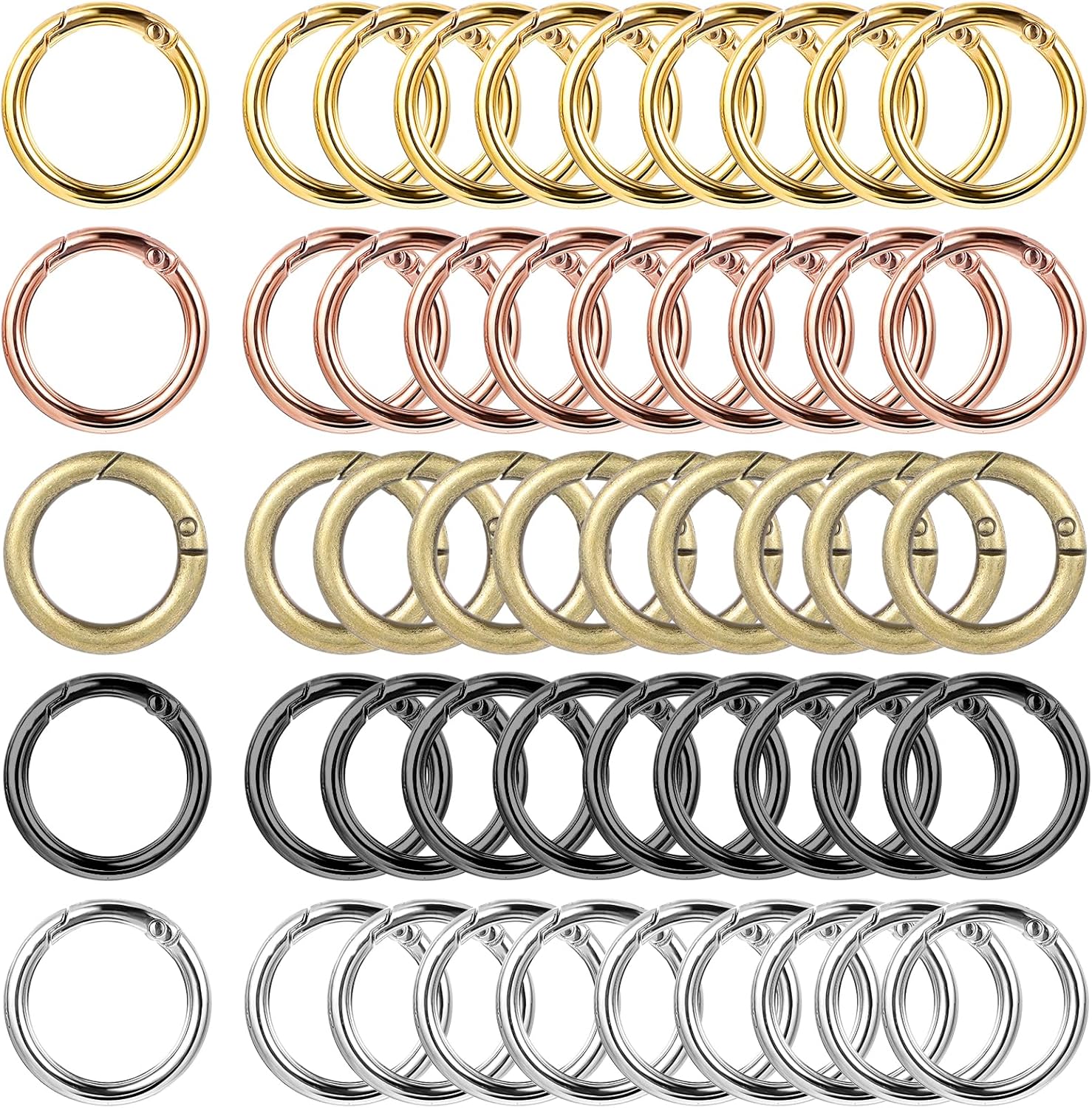 Amazon.com: JOUTYFOR 50Pcs 28MM Zinc Alloy Spring O Rings Round ...