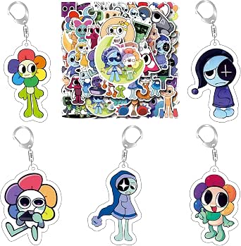 5 Pcs Dandy's World Keychain and 54 Pcs Stickers, Dandys World Acrylic ...