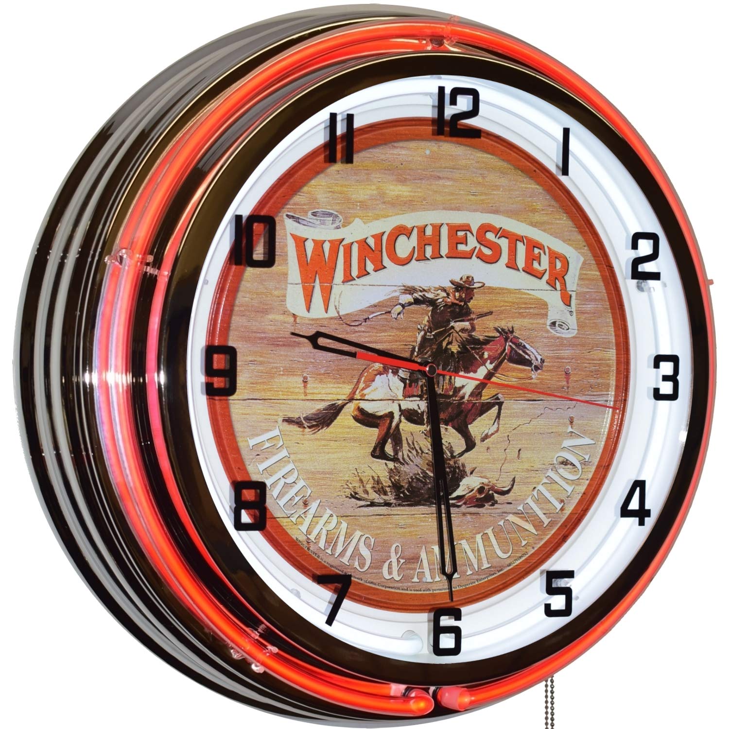 Amazon.com: 18" Winchester Firearms & Ammunition Double Neon Clock ...