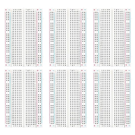 ELEGOO 6PCS 400 Point Breadboard Kit, Solderless Breadboards for ...