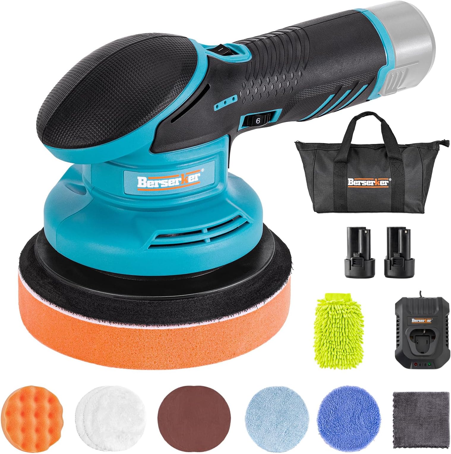 Amazon.com: Berserker 12v Cordless Car Buffer Polisher, 6 Inch Portable ...