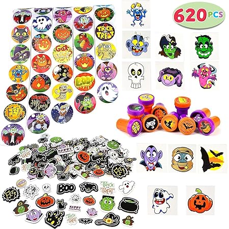 Amazon.com: Funnlot Halloween Sticker Sheets 32 Sheets Round Halloween ...