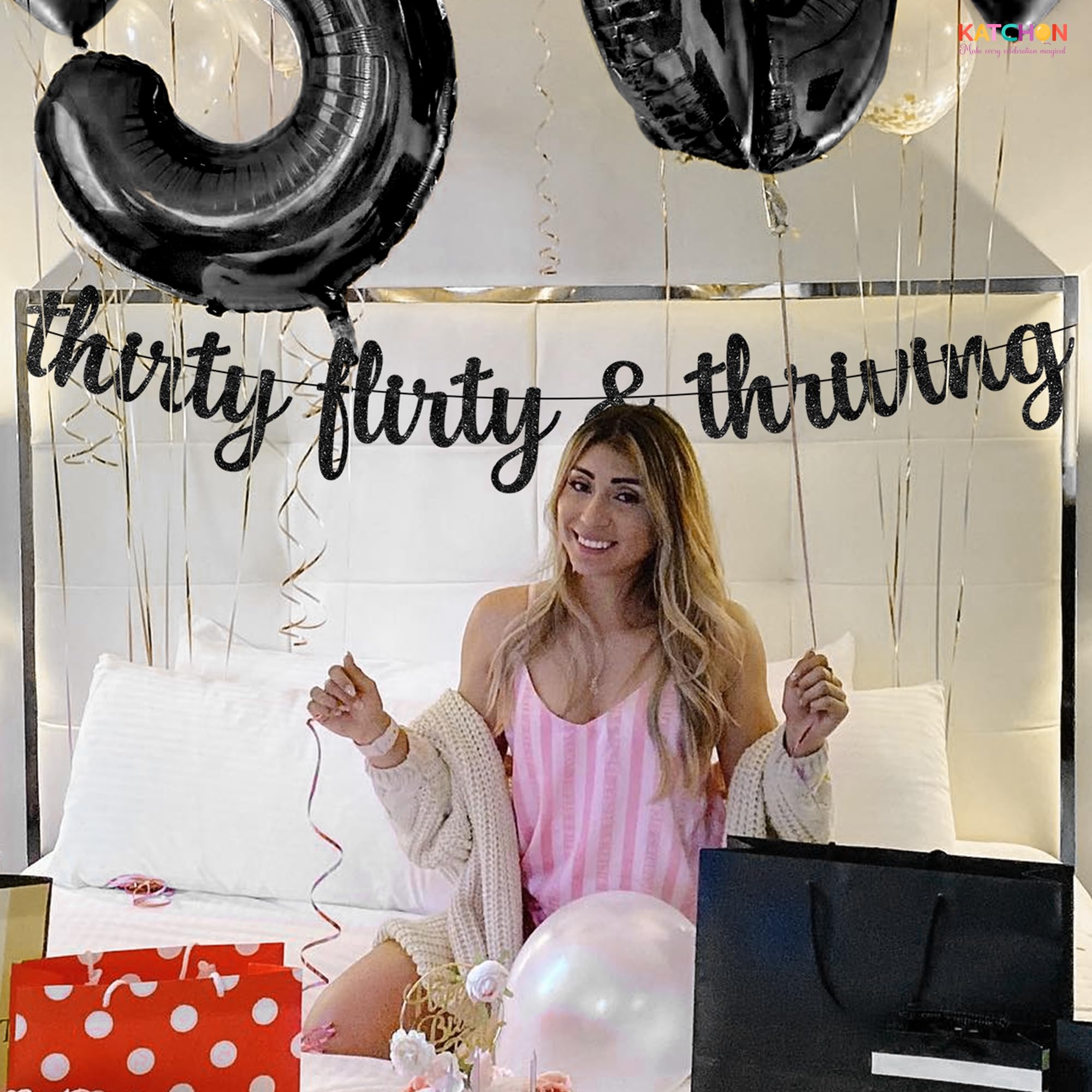 Snapklik.com : Glitter Thirty Flirty & Thriving Banner - 10 Feet 30th ...