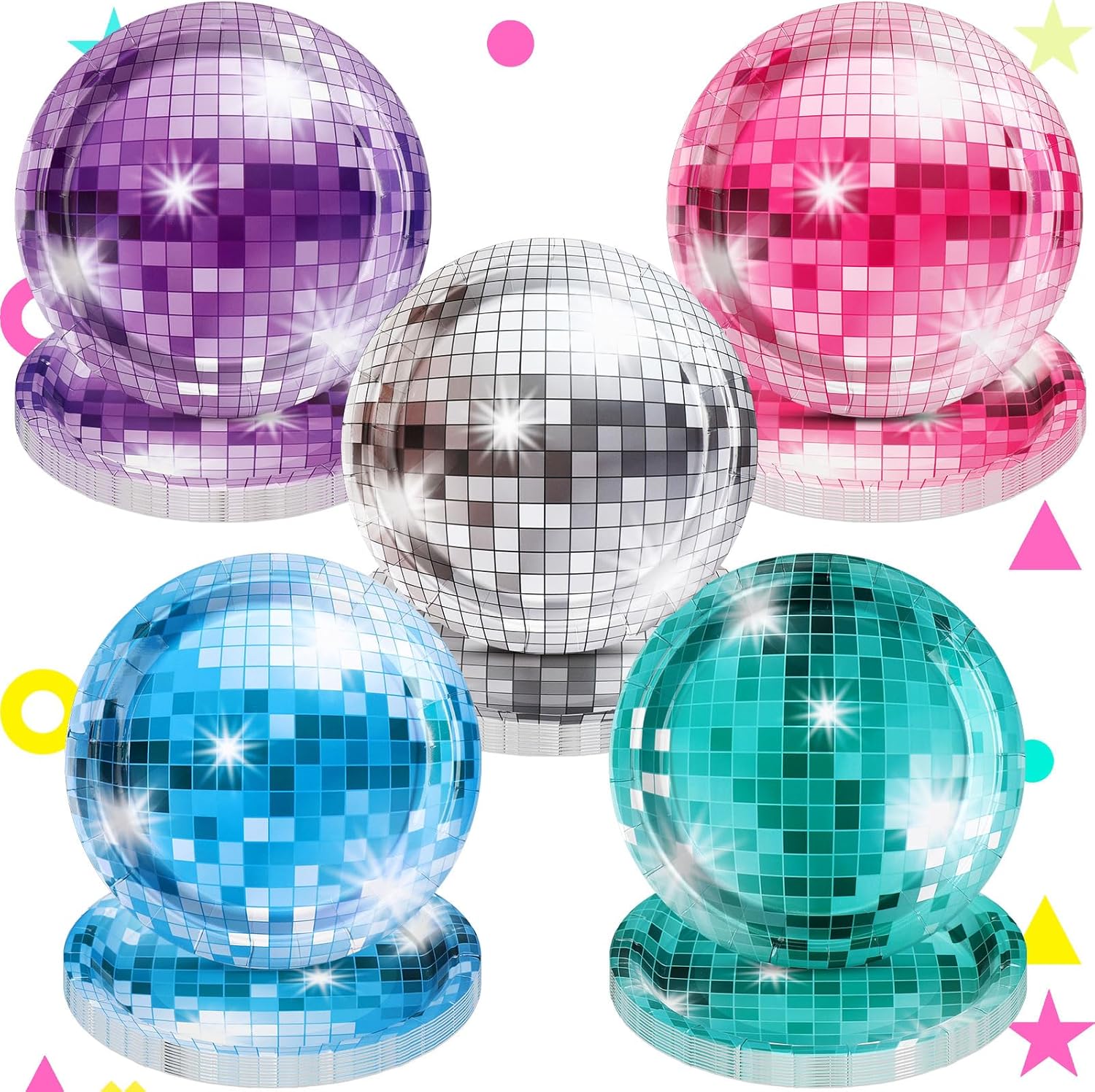 Amazon.com: FillTouch 50 Pcs 70s Disco Ball Party Plates 9 Inch Disco ...