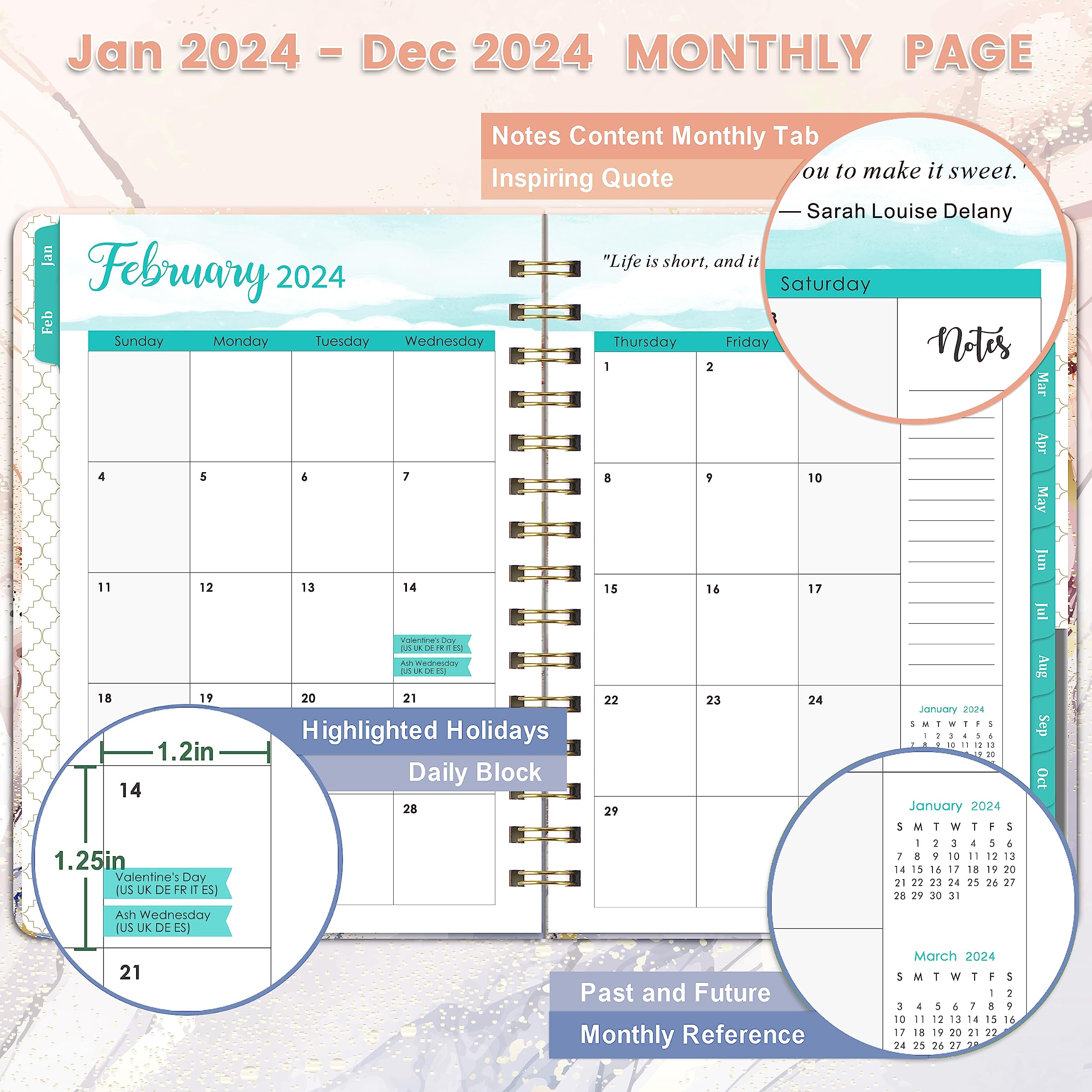 Snapklik.com : 2024 Planner - Planner 2024, Jan 2024 - Dec 2024, 6.3 X ...