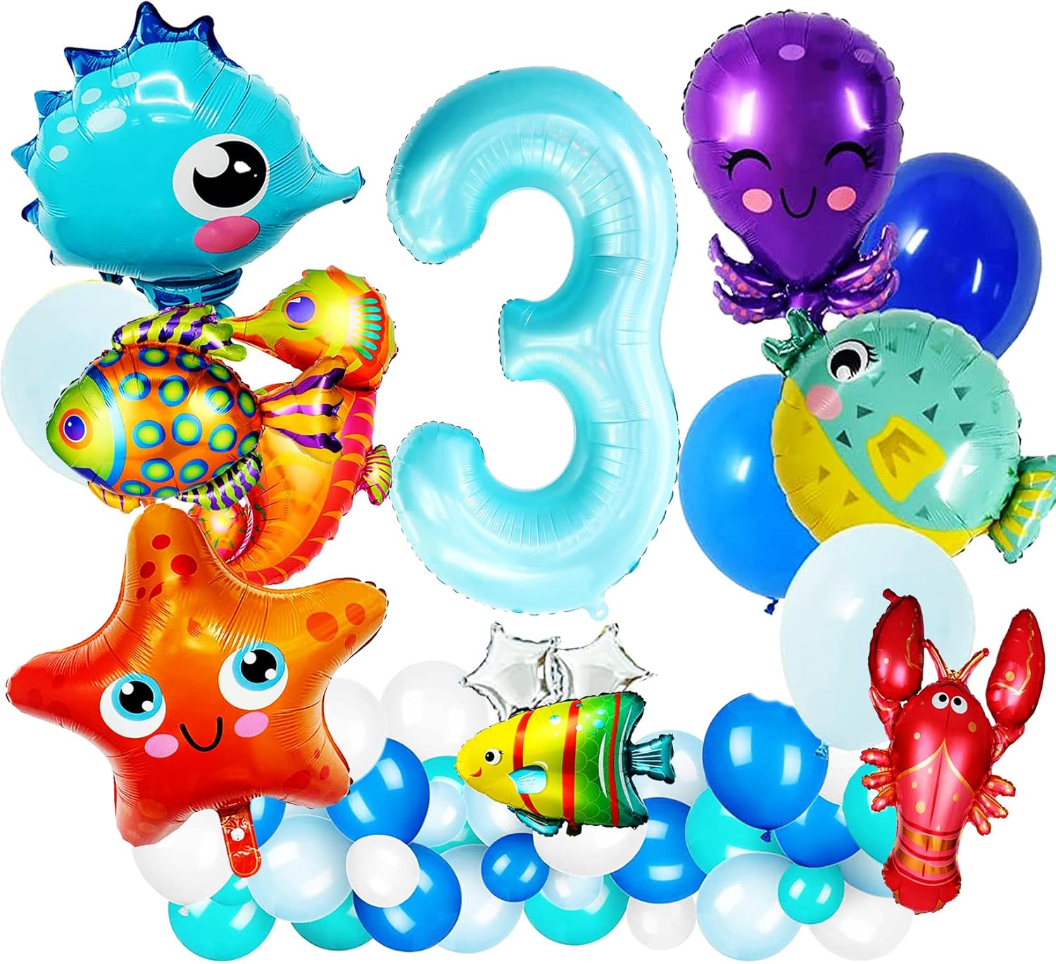 Amazon.com: 45 PCS Ocean Animals Birthday Party Decoration,Marine ...