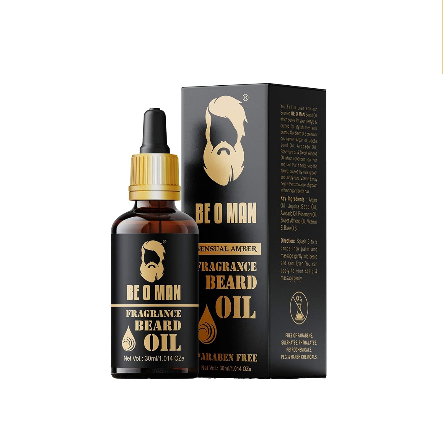 Buy Beoman Sensual Amber Beard Oil | Argan Jojoba & Avacado Oil ...